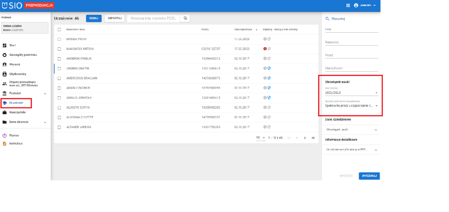 Grupowe usunięcie obowiązku nauki – Pomoc SIO
