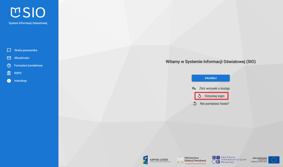 Odzyskaj Login Pomoc Sio
